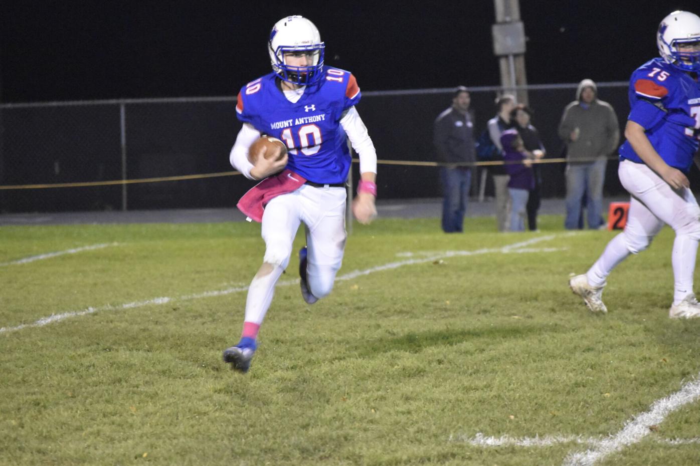 Home sweet home: Mount Anthony football wins first playoff home game ...