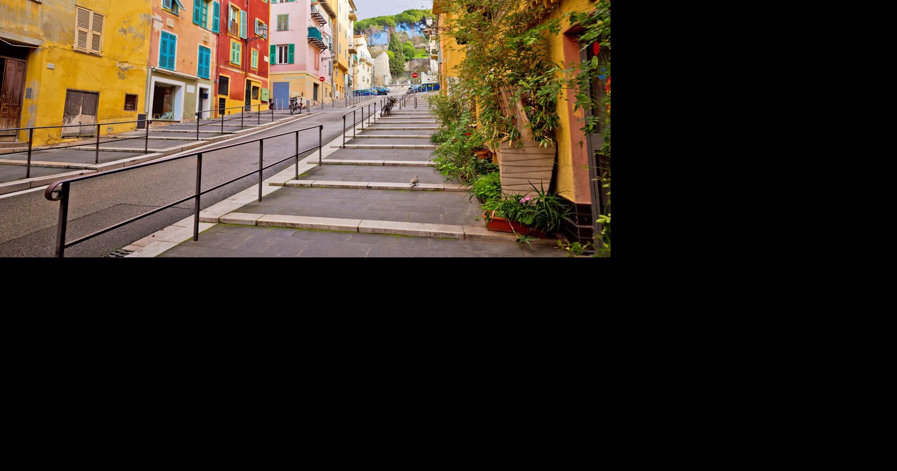 Town of Nice romantic french colorful street architecture view ...