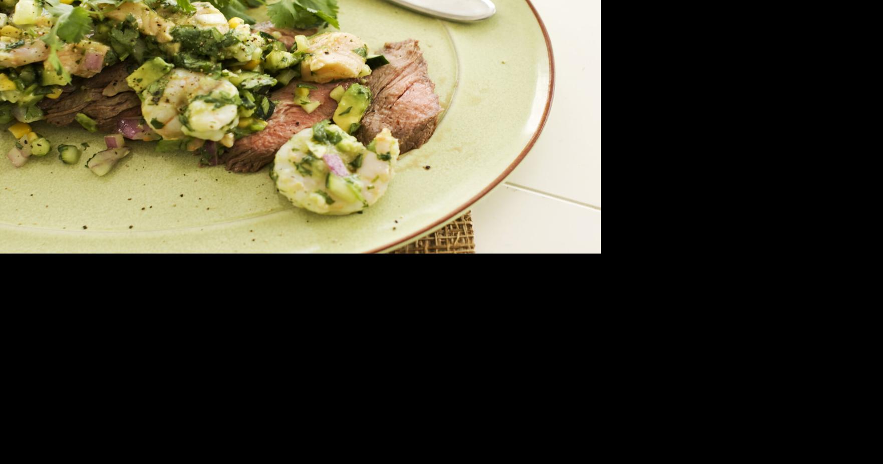Pepper-lime flank steak with shrimp and salmon ceviche for Father's Day ...