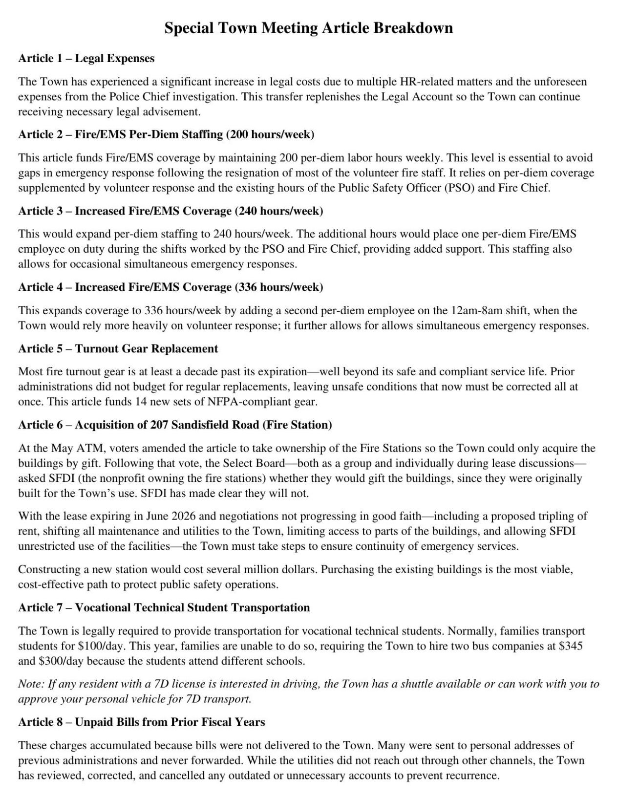 Sandisfield voters are being asked to approve transfers for the fire department | South ...