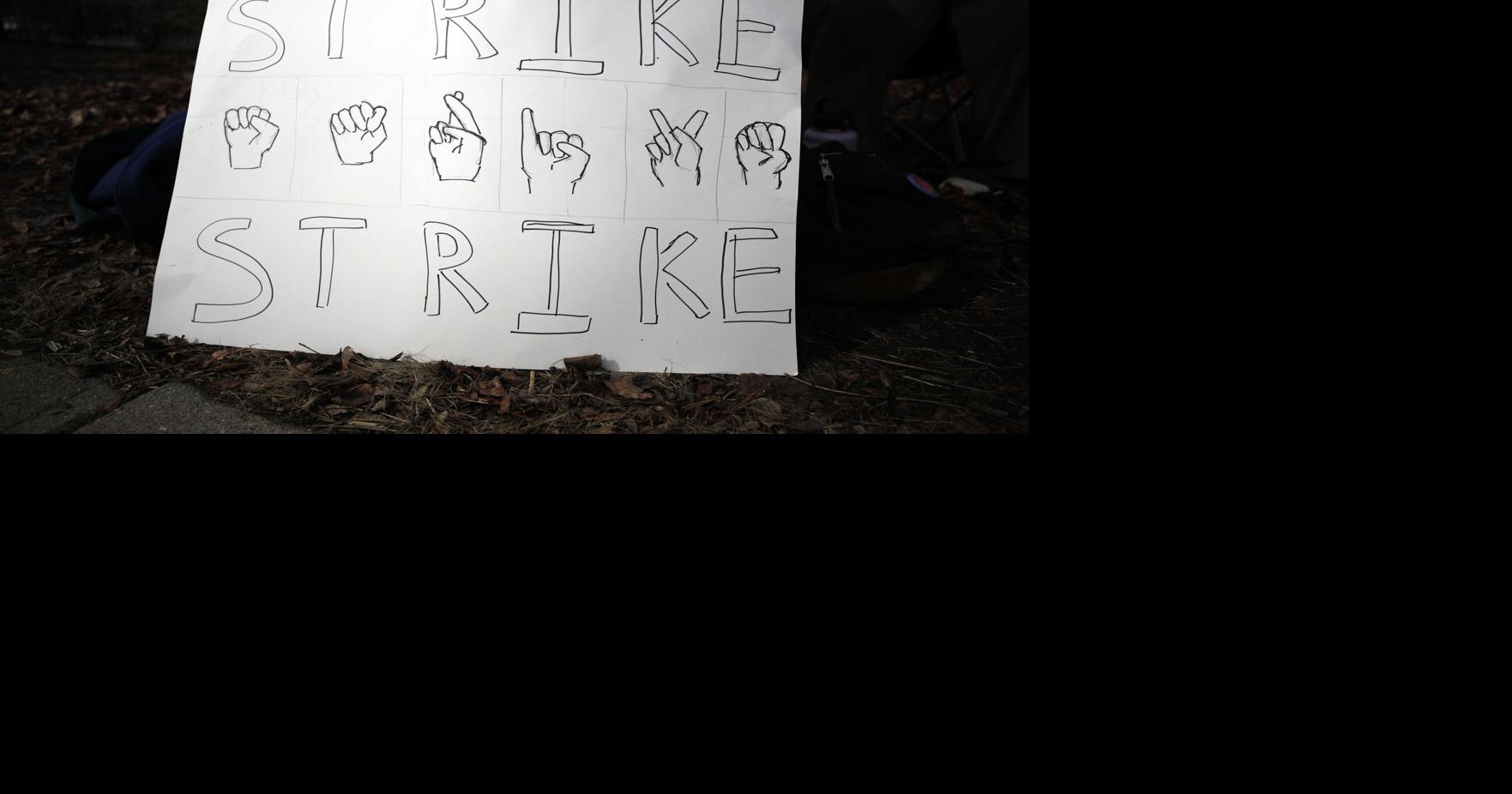 sign language hands spelling strike on poster | | berkshireeagle.com