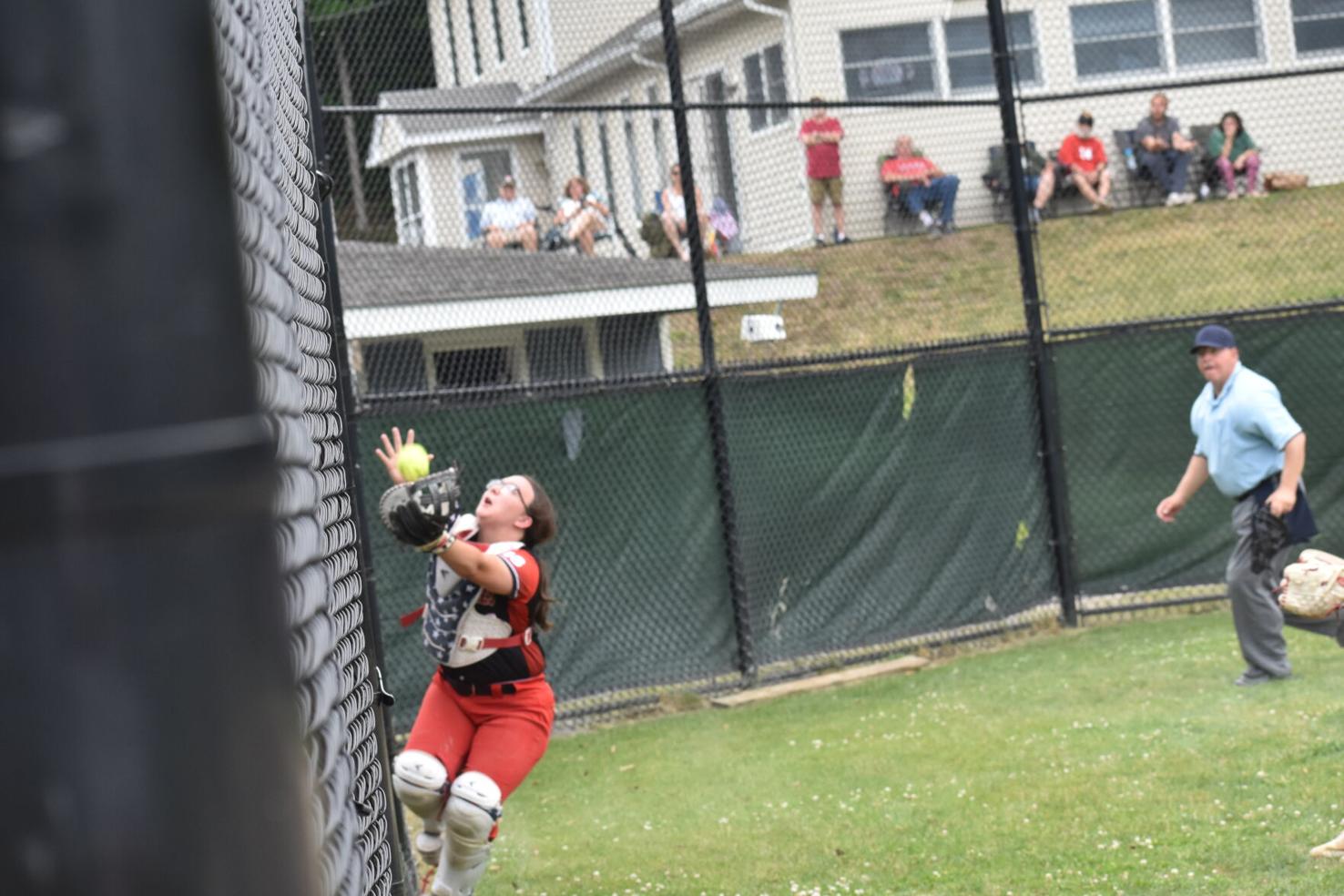 Rachael Wnuk catches a foul ball | | The Berkshire Eagle