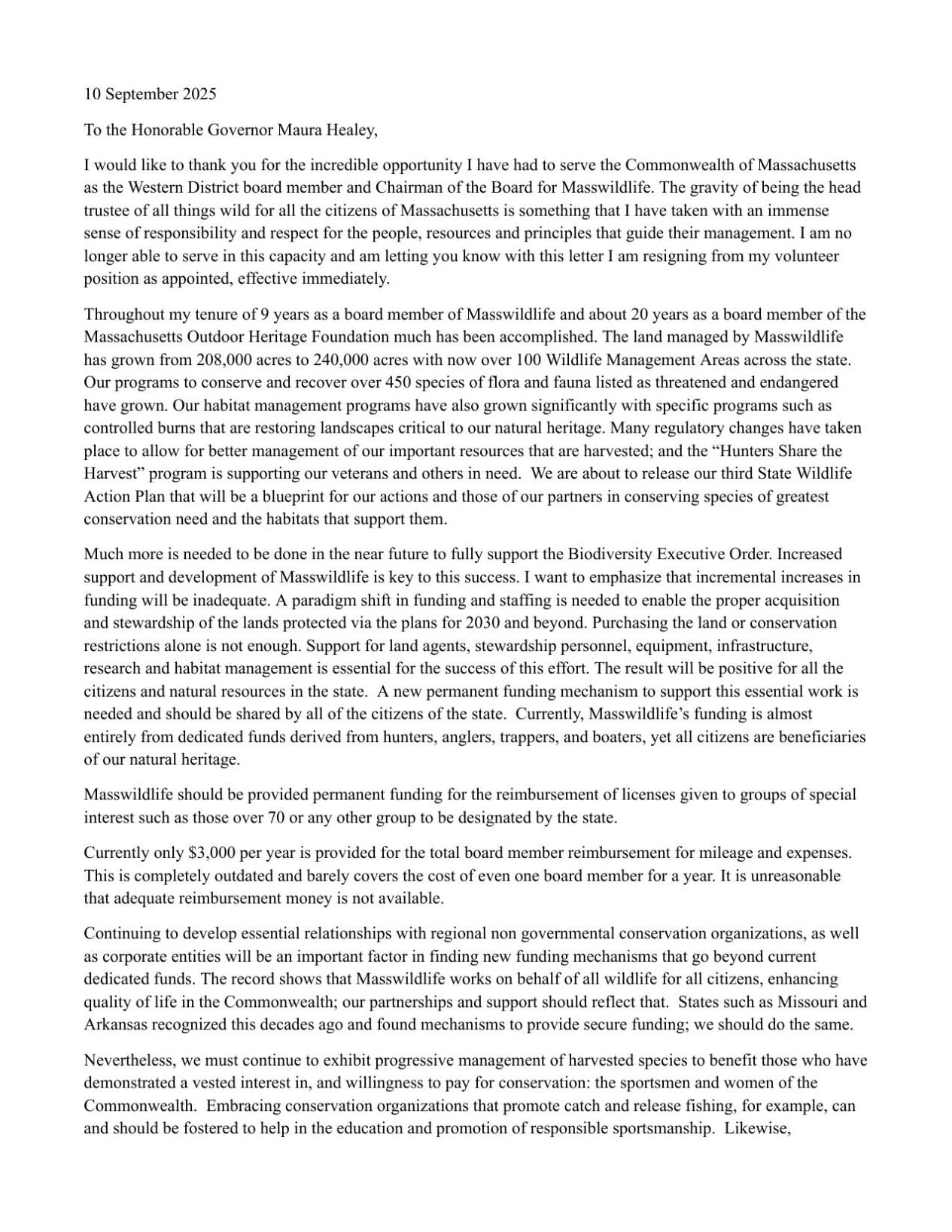 Steve Sears resigns from the Massachusetts Fisheries and Wildlife board, citing philosophical ...