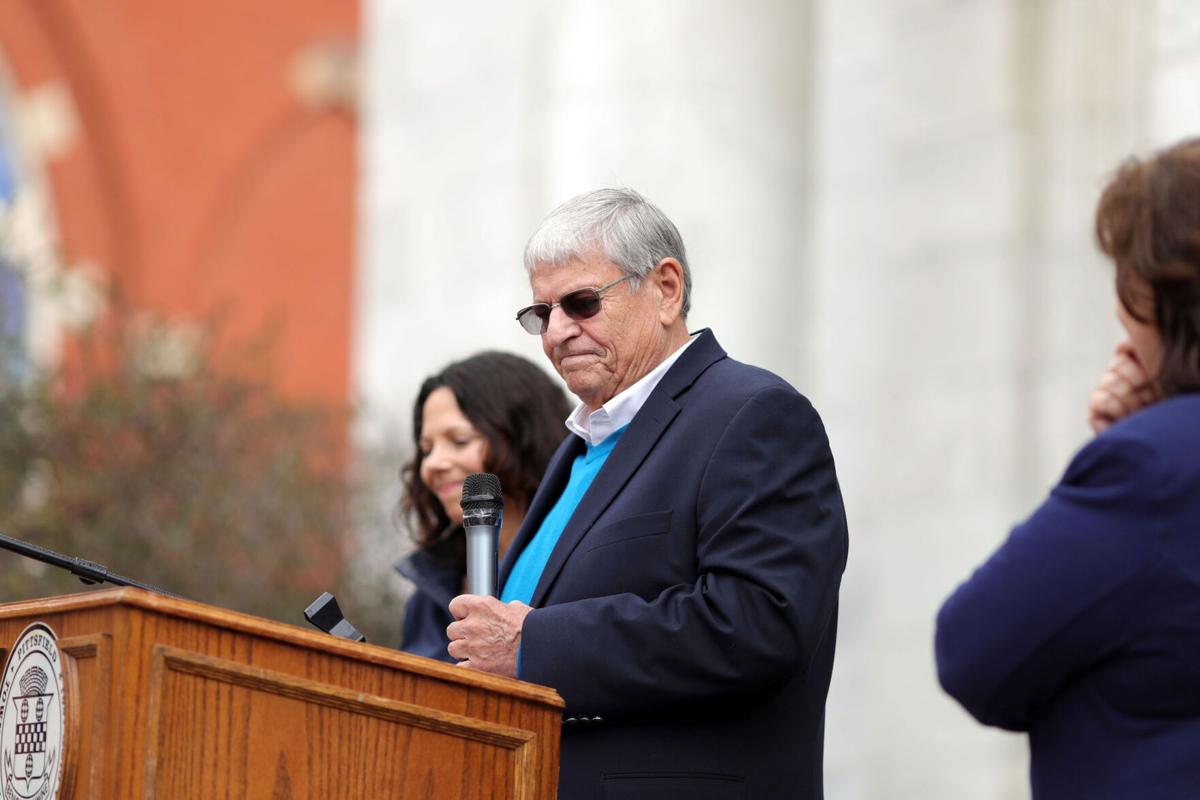 John Barrett speaking at podium | | The Berkshire Eagle