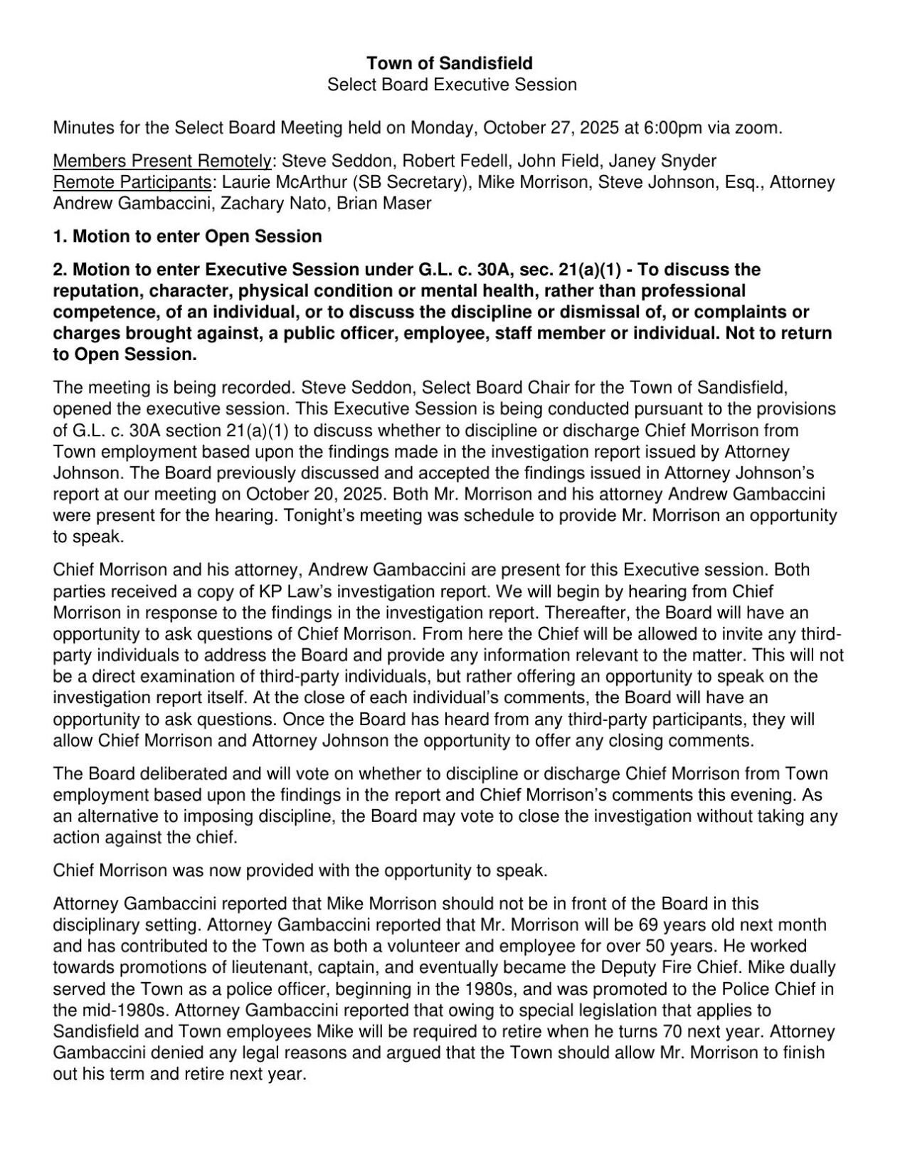 Sandisfield Police Chief Michael Morrison fired after investigation ...