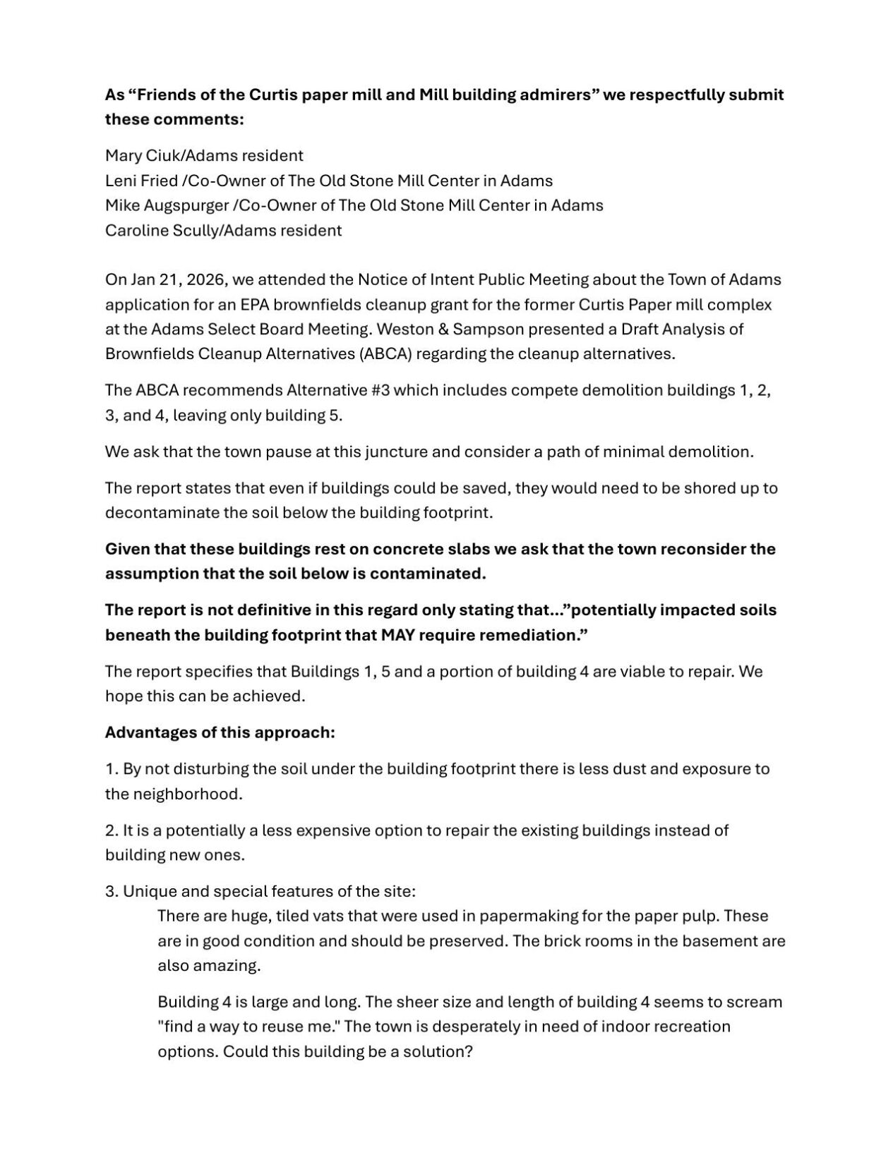 Public comments Curtis Paper Mill cleanup grant-Friends of Curtis Mill ...