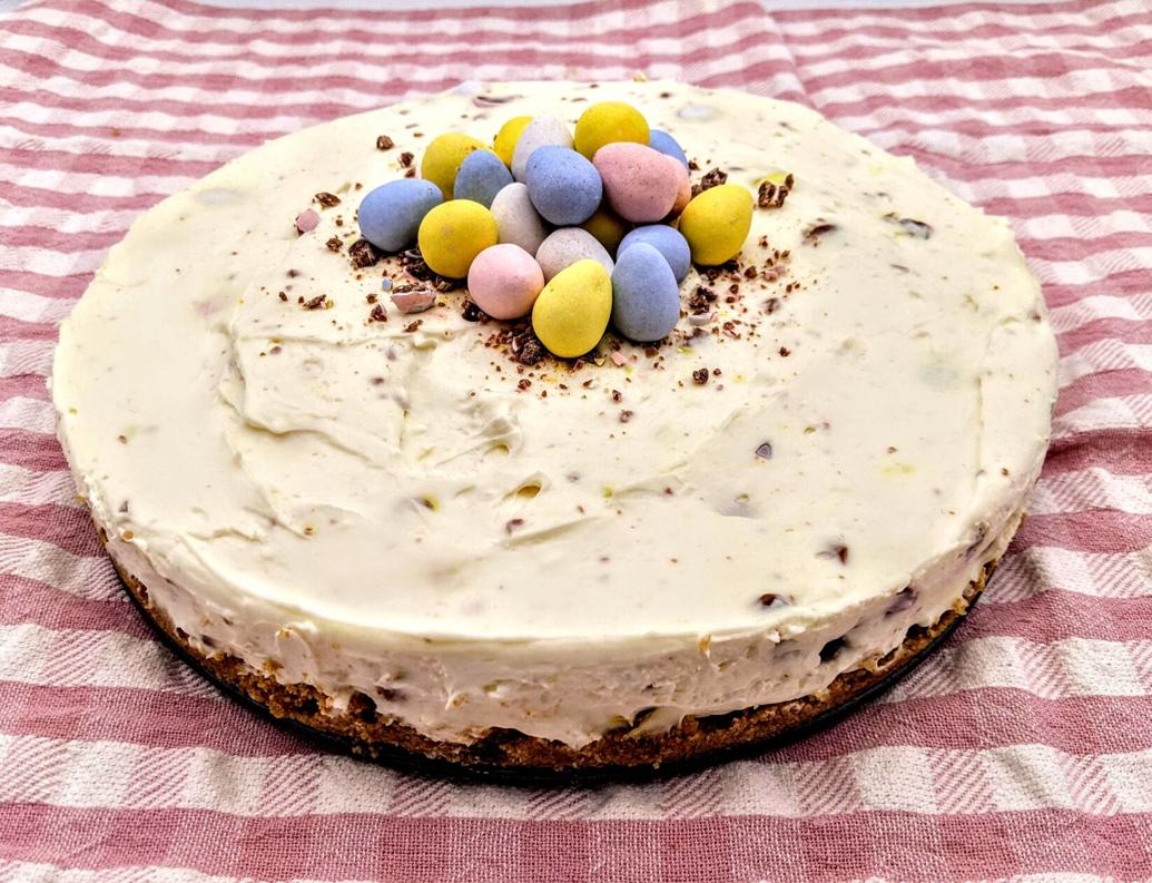 This easy-to-make Easter cheesecake is filled with bursts of milk ...