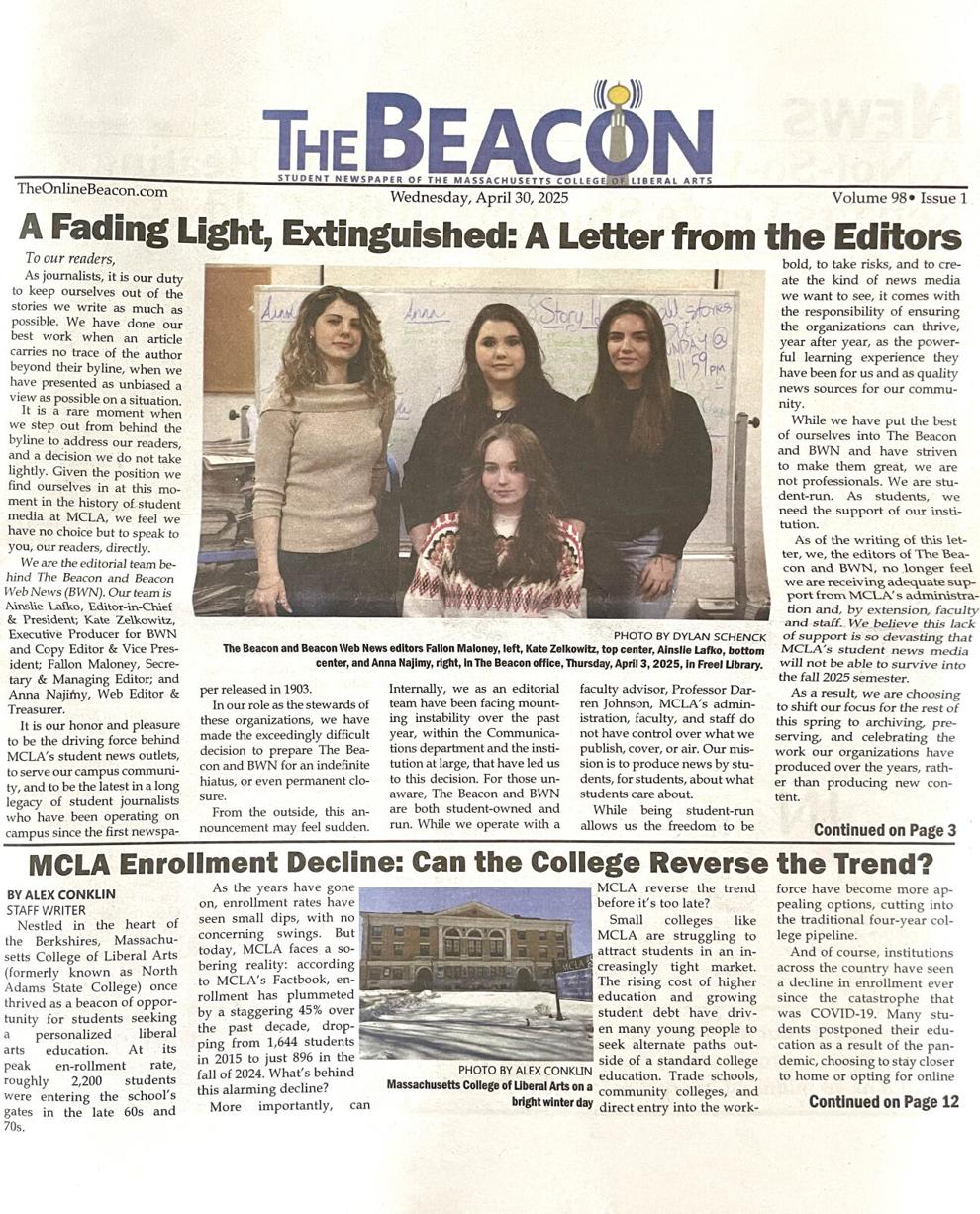 After more than 100 years in operation, MCLA student newspaper and news ...