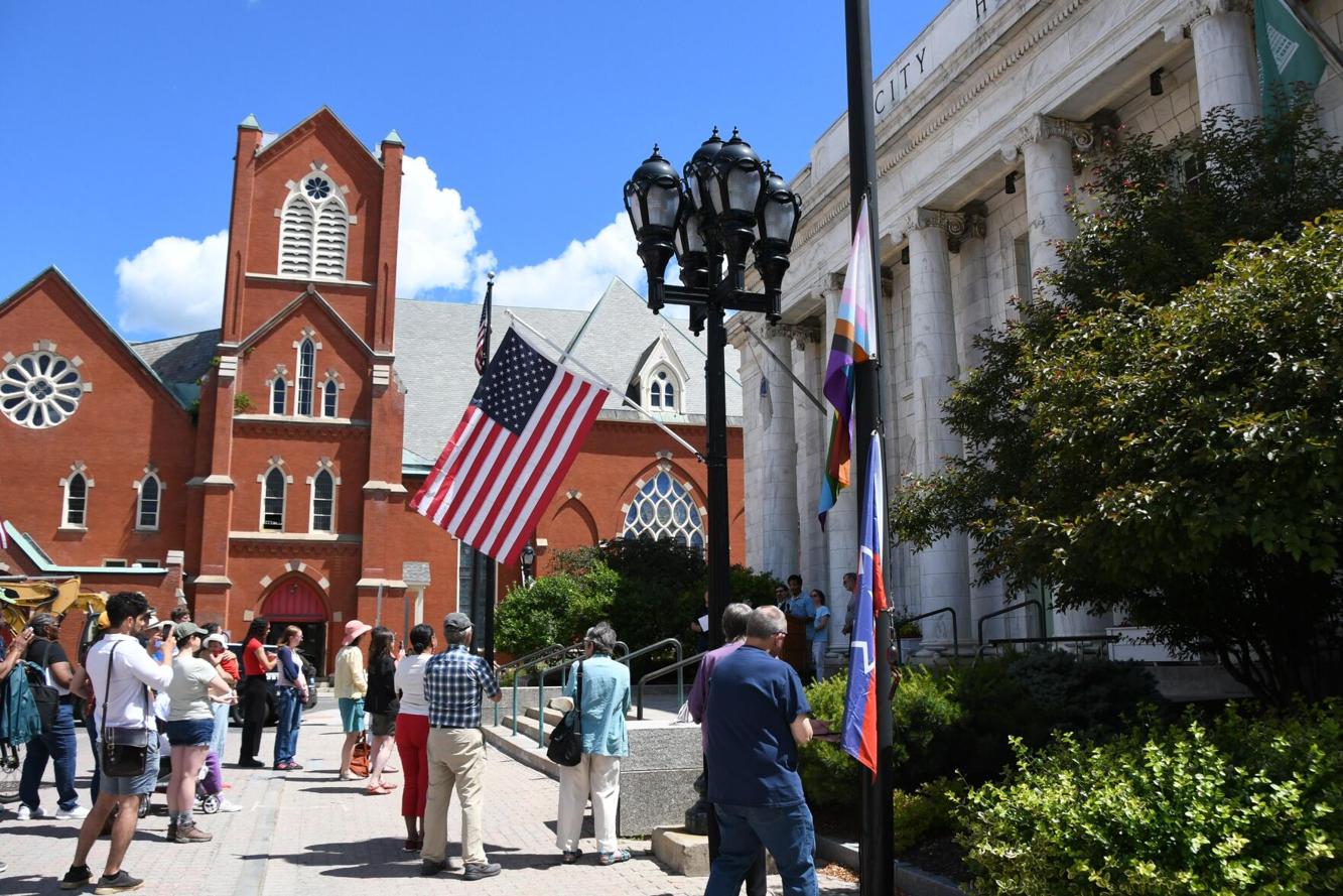 People gather in front of city hall | | The Berkshire Eagle