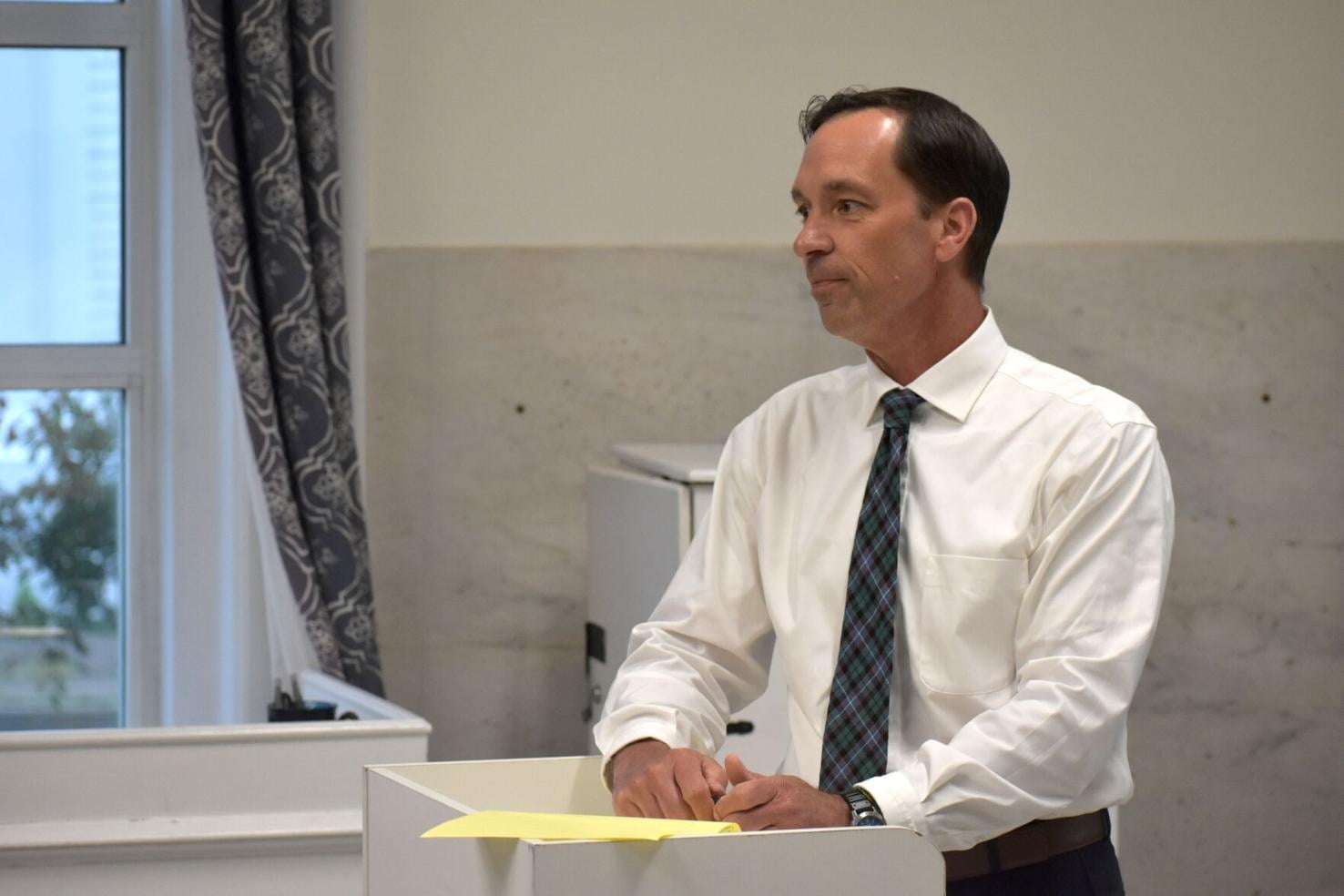 Jeffery Lynch speaks at the Lee Planning Board meeting | | The ...