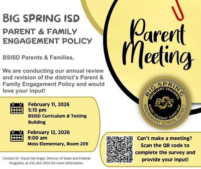 Big Spring ISD Invites Parents to Annual Review of Family Engagement ...