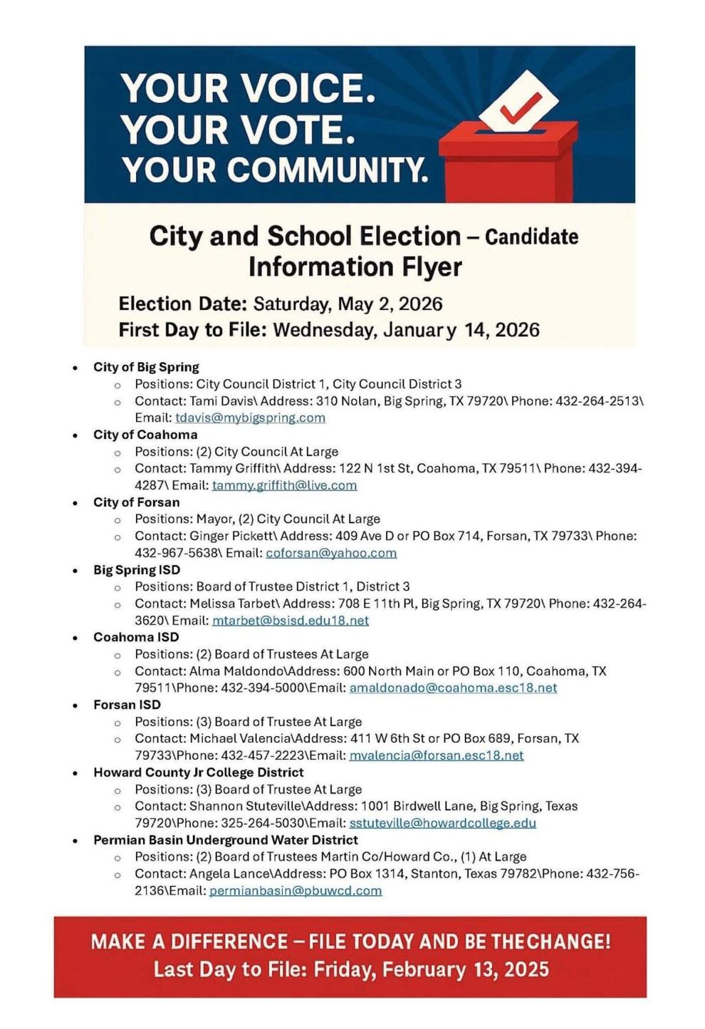 Candidate Filing Period Opens for Howard County Area Local Elections ...