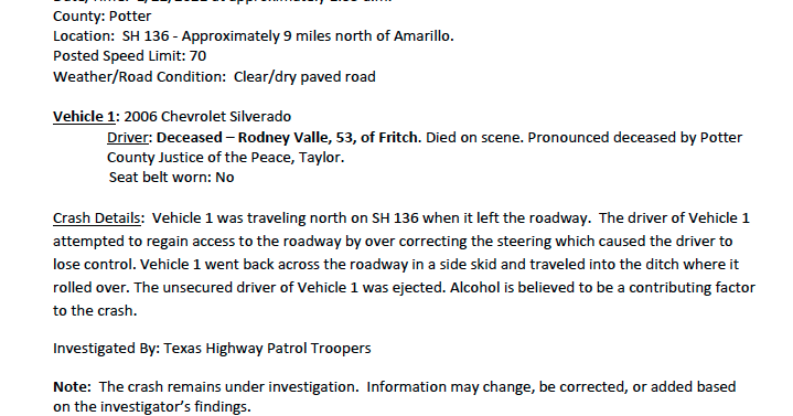 Accident claims the life of a Fritch man | News | borgernewsherald.com