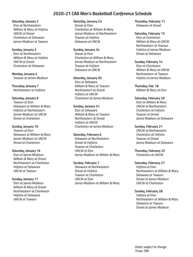 CAA announces basketball schedules for 2020-21 season | Sports ...