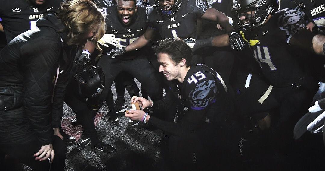 JMU kicker proposes to high school sweetheart at Bridgeforth | Culture ...
