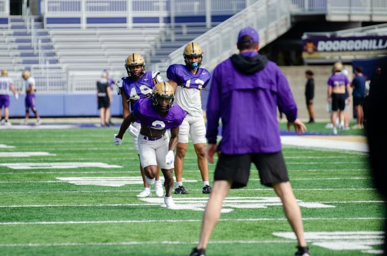 JMU football players shape up during spring football practice ...