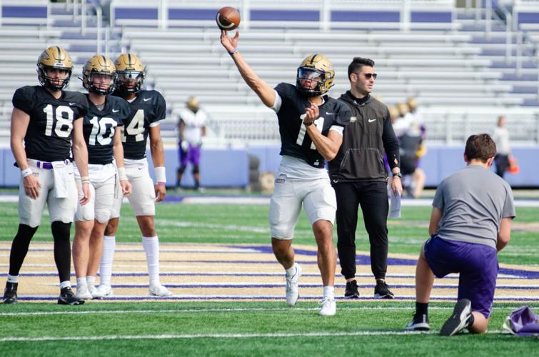 JMU football players shape up during spring football practice ...