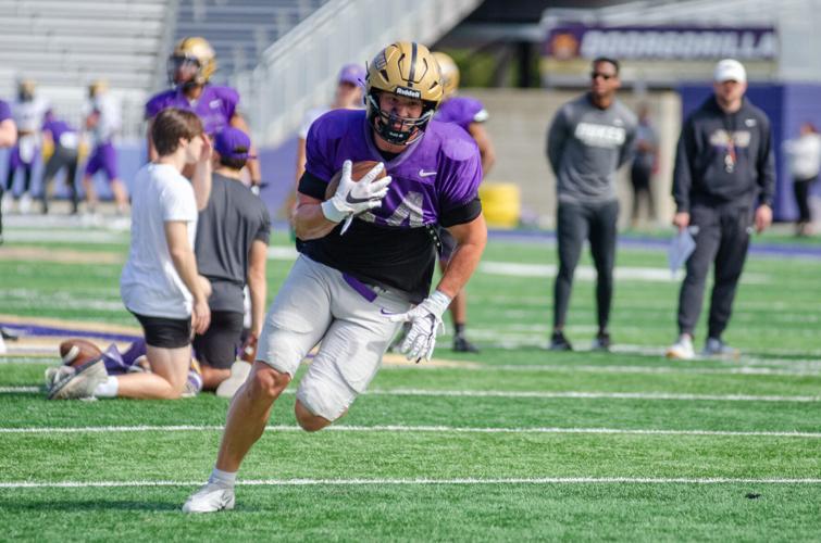 JMU football players shape up during spring football practice ...