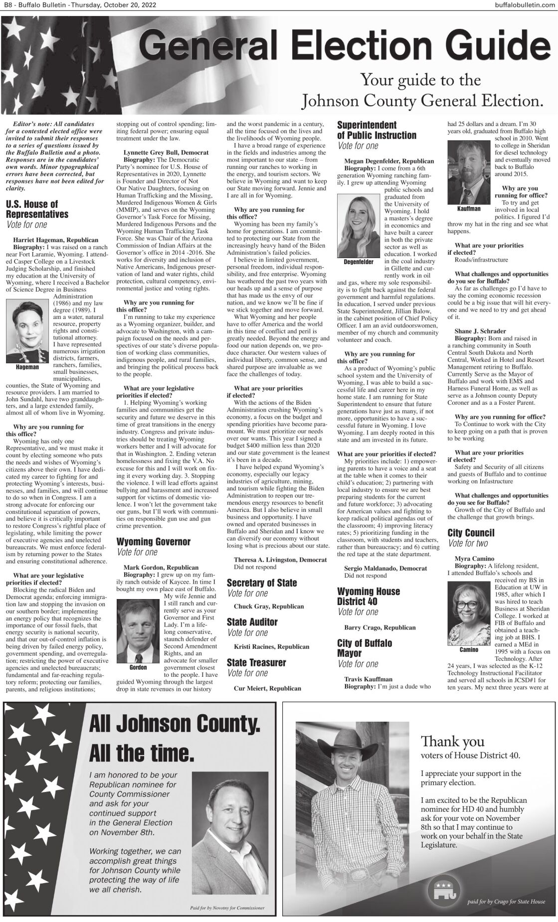 2022 General Election Voters Guide | | buffalobulletin.com