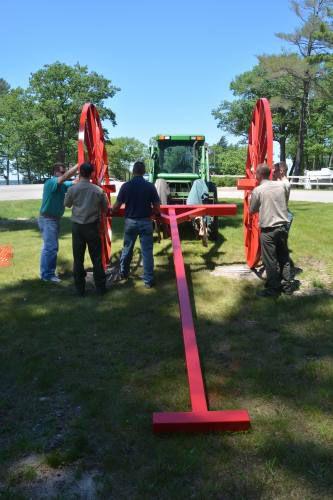 High-wheel cart replica new Cadillac monument to logging industry ...