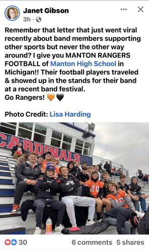 Change of pace: Manton football team takes in band performance | Sports ...