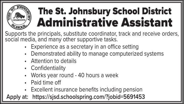 ST. JOHNSBURY SCHOOL DISTRICT - 87309 | Jobs | caledonianrecord.com