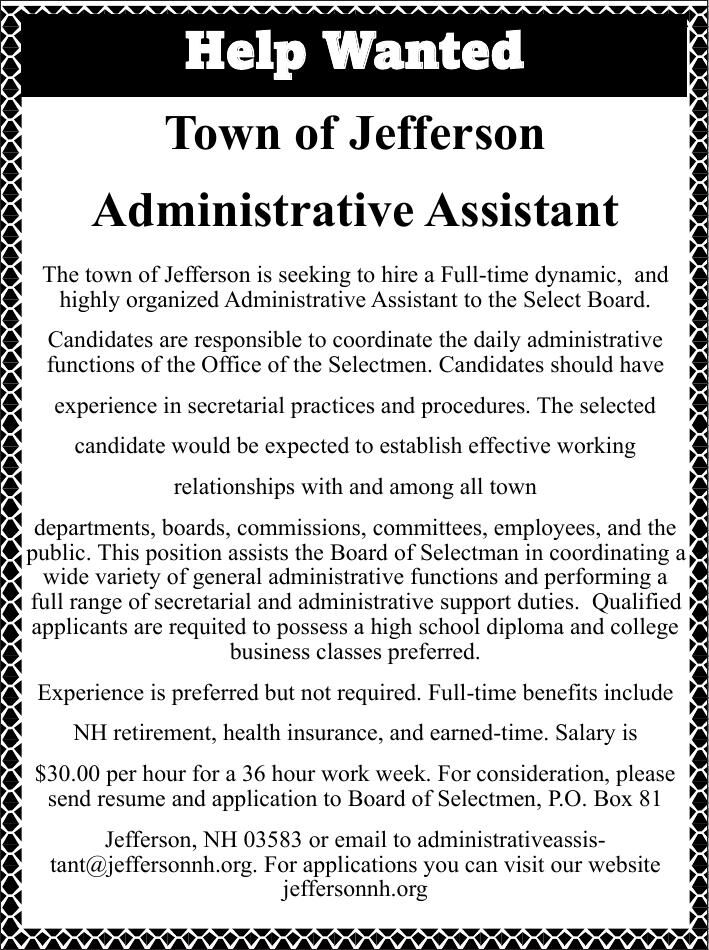 TOWN OF JEFFERSON - 87954 | Jobs | caledonianrecord.com
