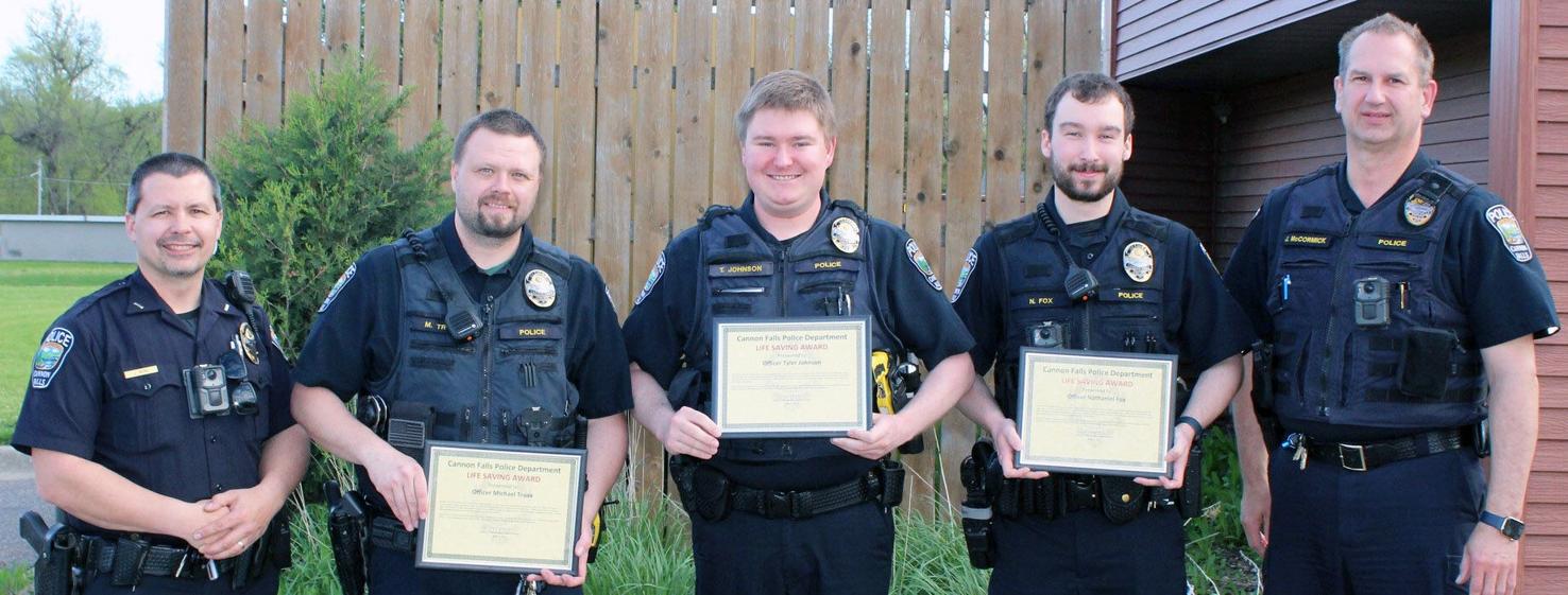 ‘Lifesaving Awards’ presented to CFPD officers Fox, Truax, Johnson ...