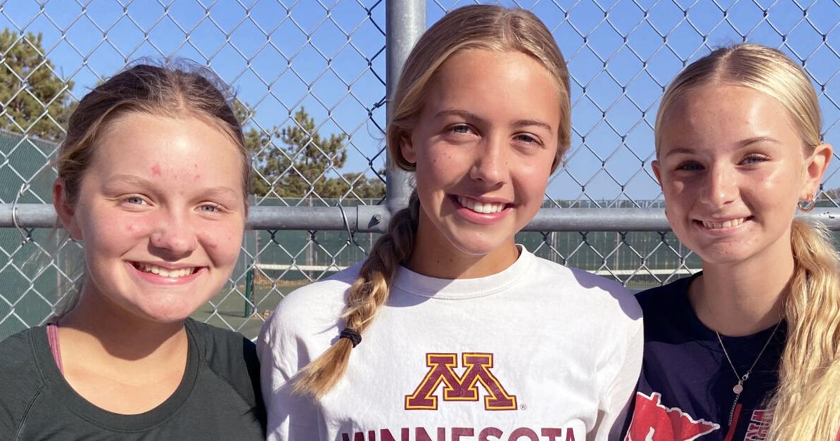 Girls tennis players Josie Sjoquist, Sophia Nerison, Livia Tennessen ...