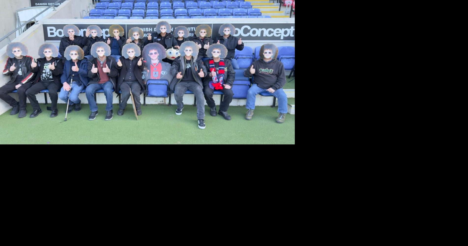 Pals wear masks of late friend’s face at football match to honor him ...