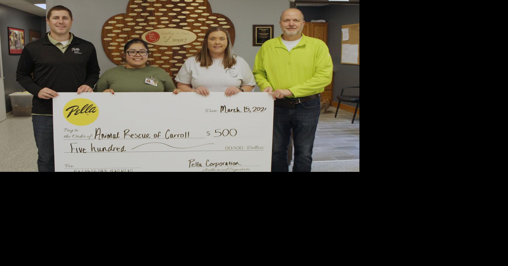 Pella Corp donates $500 to Animal Rescue of Carroll | News ...