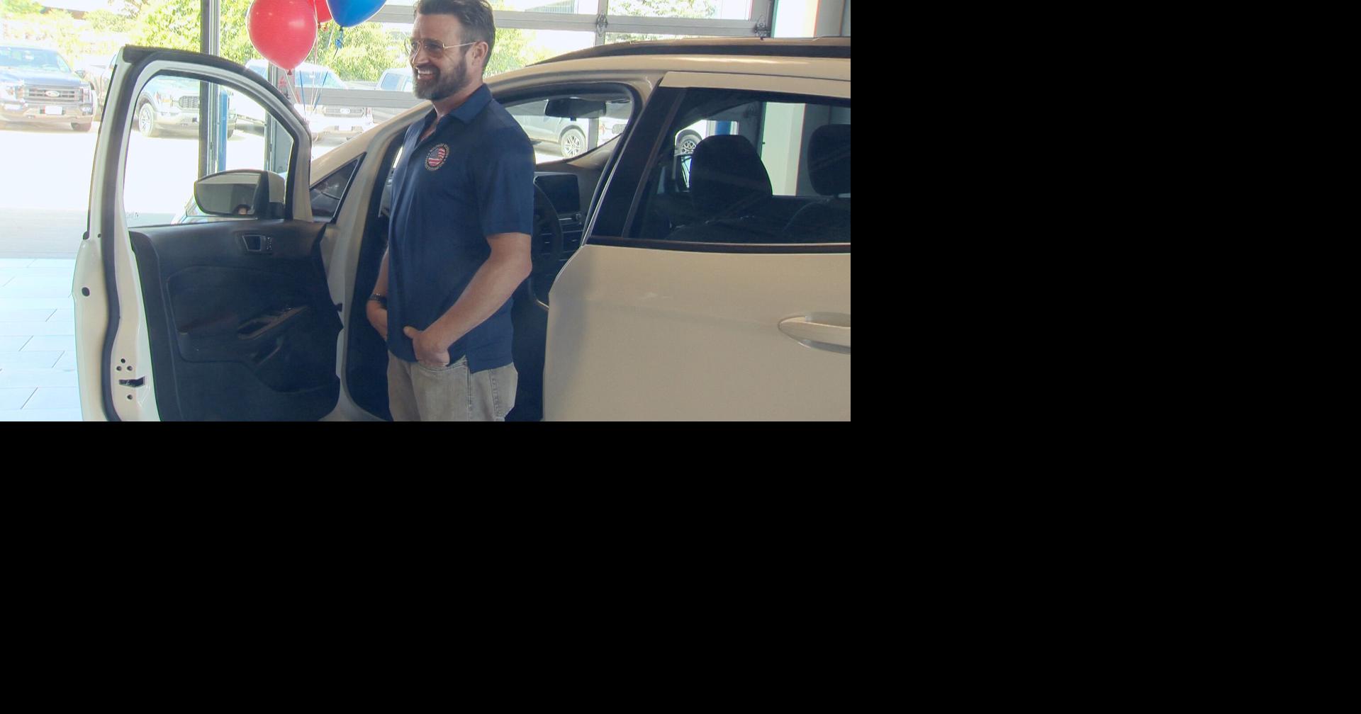 Cpl. Tyler Whiting was presented the white Ford EcoSport at Kayser Ford ...