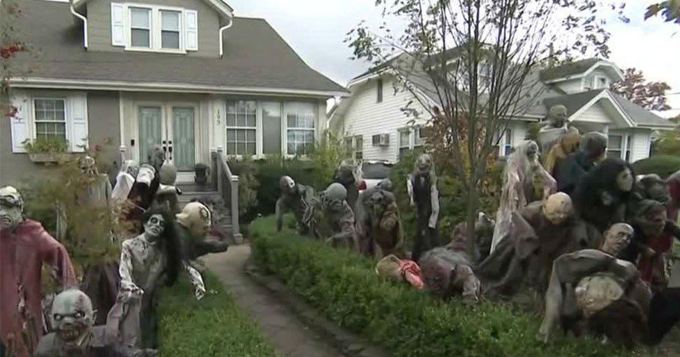 Family puts zombie display back in front yard after complaints about ...