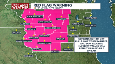 Red Flag Warnings issued for 22 Wisconsin counties amid extreme fire ...