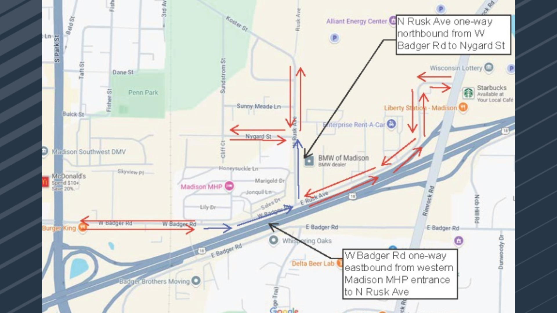 City Madison closing parts of West Badger Road and North Rusk Avenue ...