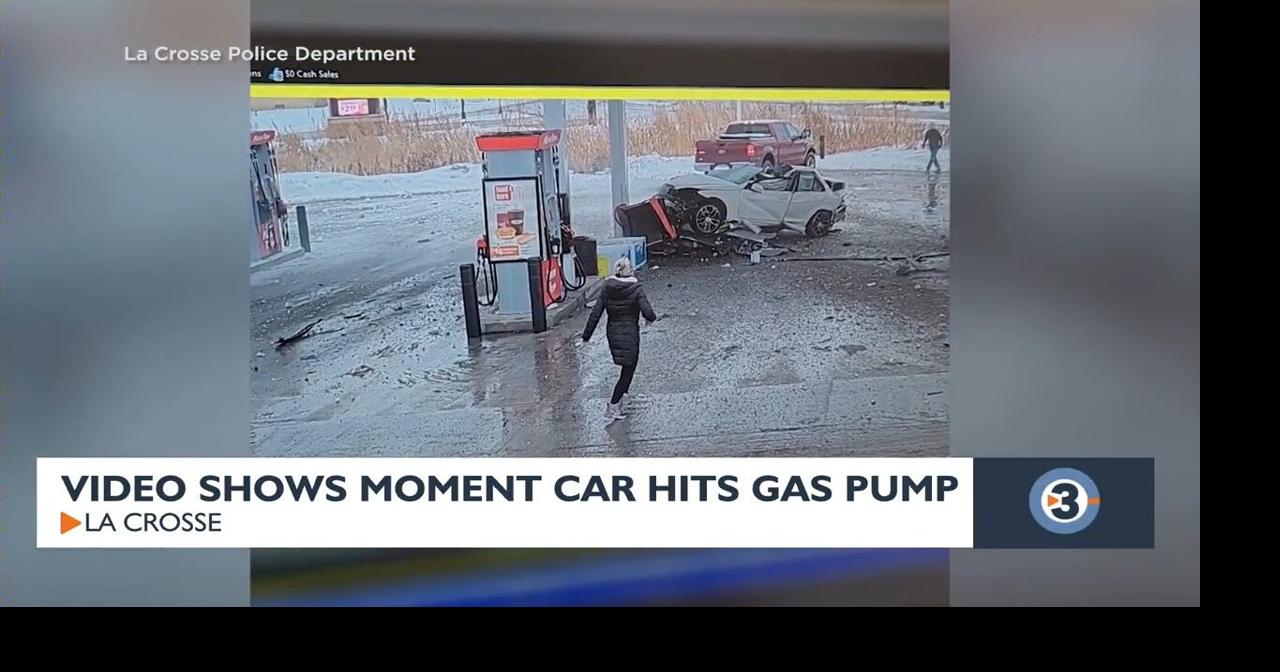 Video shows moment car hits Kwik Trip gas pump in La Crosse | Video ...