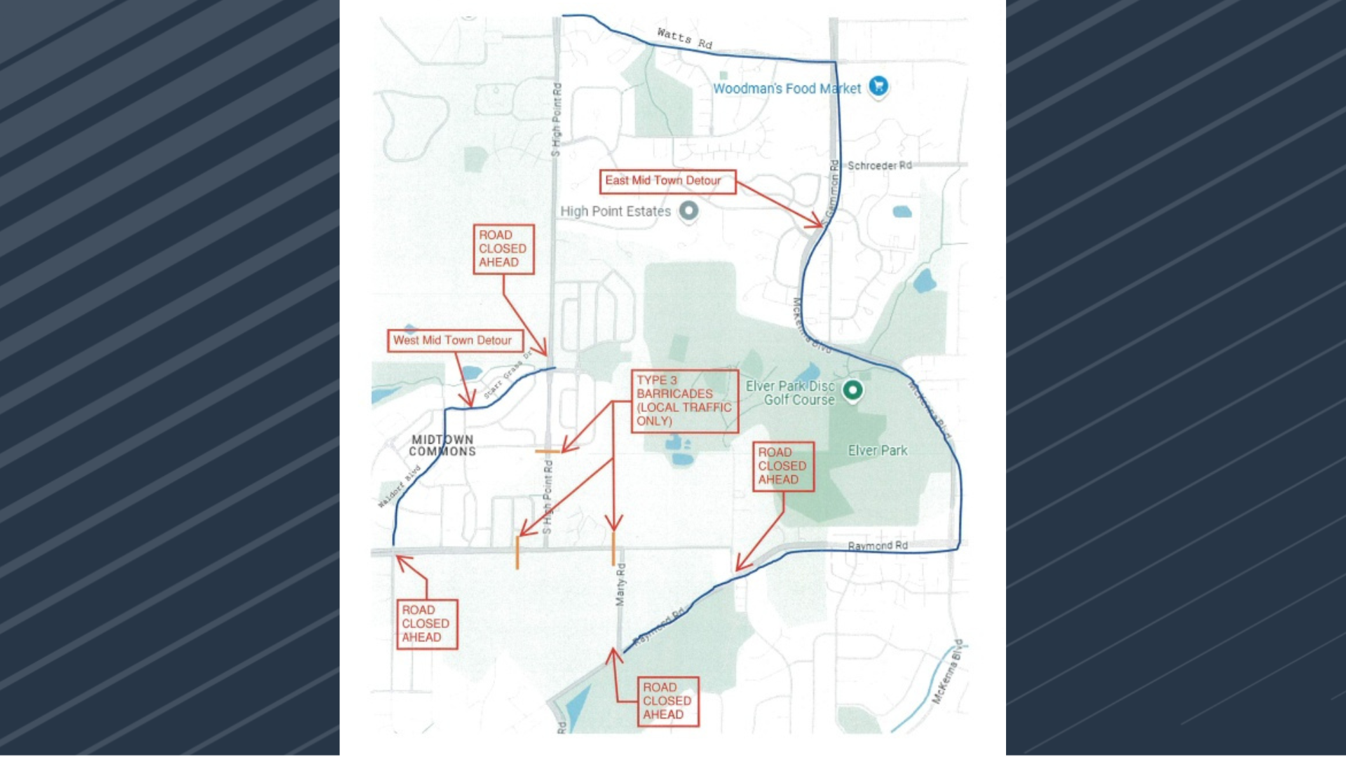 Intersection of Mid-Town Road, S. High Point Road to close starting ...