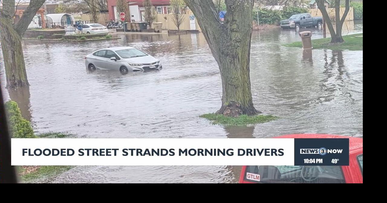 Flooded street strands drivers on Madison’s east side Thursday morning ...