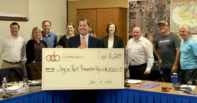 Oregon Community Bank Makes 100 000 Donation To Park Renovation