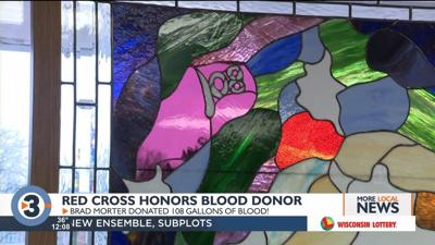 Stained glass window honors man who gave gallons of blood to Red Cross ...