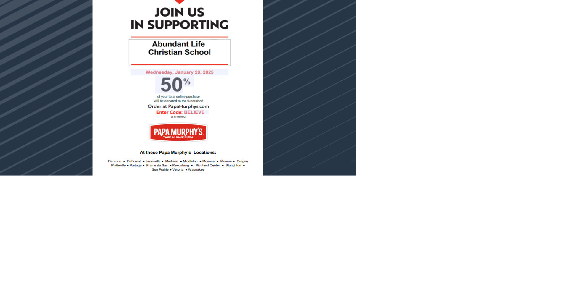 Papa Murphy's to donate 400 pizzas to Abundant Life Christian School ...