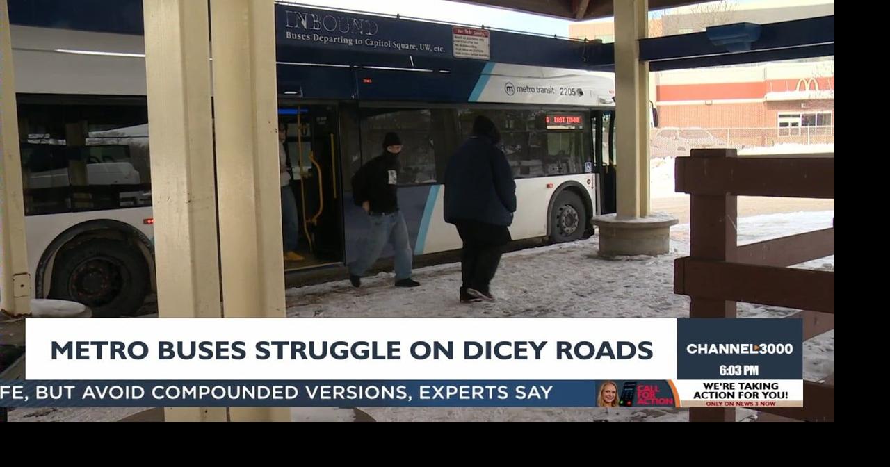 Madison Metro buses struggle with snow-packed roads | Video ...