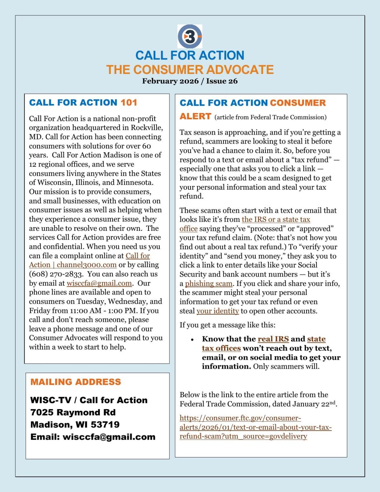 Call for Action Newsletter: February 2026 | Call for Action ...