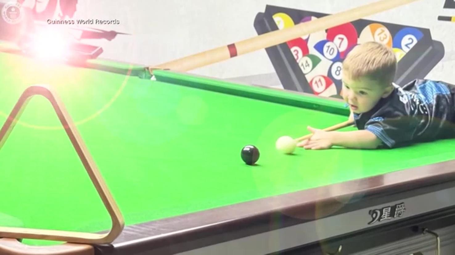 Two-year-old boy sets world record for snooker trick shots | National ...