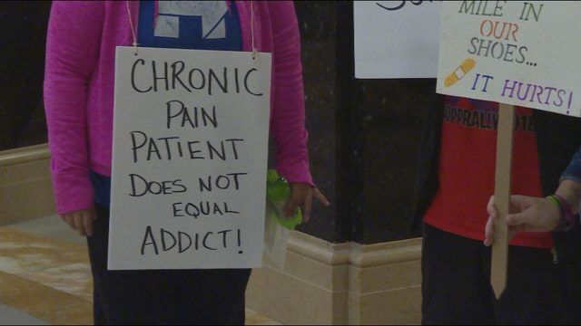 Local chronic pain sufferers protest opioid restrictions at the capitol ...