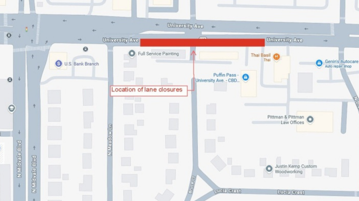 Lane reduction on University Avenue scheduled next weekend | News ...