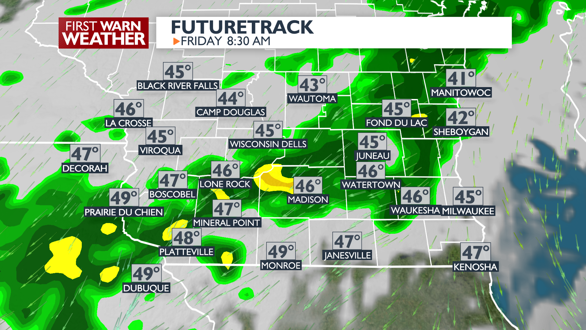 Rain Friday, dry over the weekend, then an ALERT DAY next week ...