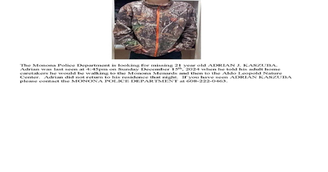 Monona Police search for 21-year-old missing man | News | channel3000.com