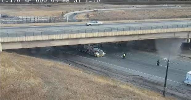 Truck gets stuck under bridge on Colorado interstate | National and ...