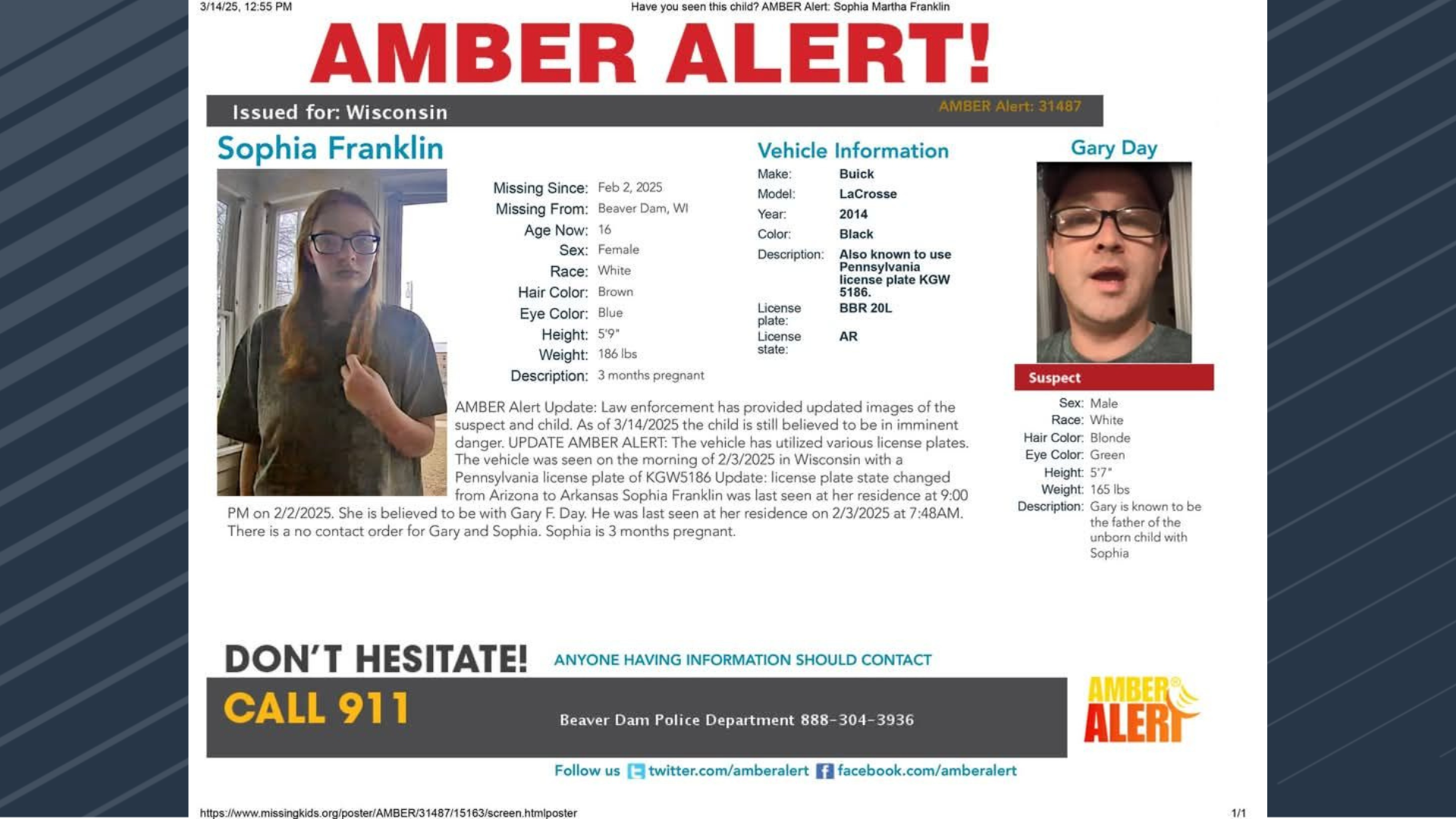AMBER Alert releases new photos of missing pregnant Beaver Dam teen and ...